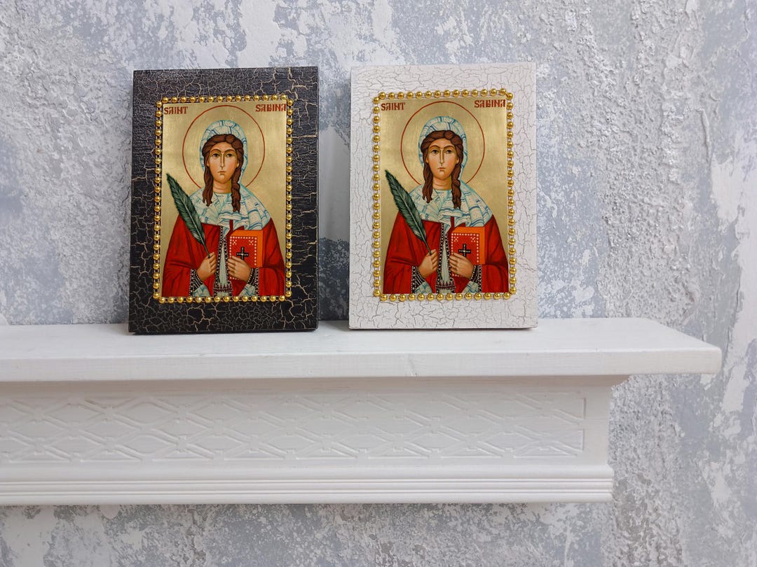 Saint Sabina Icon Handmade Byzantine Style Wooden Religious Wall Art ...