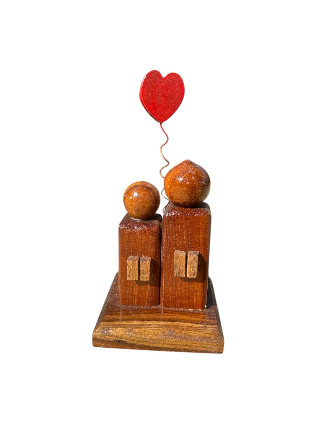 Couple in Love Wooden Sculpture | Handmade Rustic Decor | Heart Balloon ...