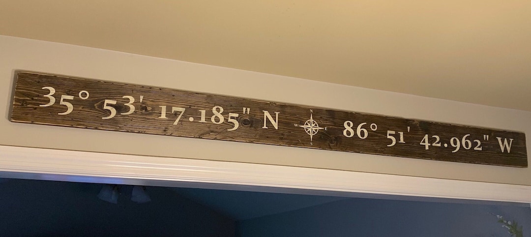 Custom Personalized Rustic Latitude Longitude Wooden Home Decor Sign ...
