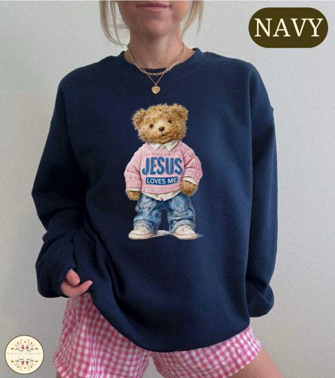 Teddy Bear Jesus Loves Me Shirt, Cute Christian Faith Based Tee ...