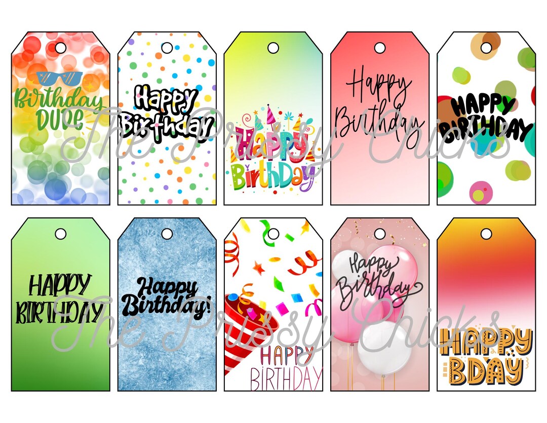 Printable Happy Birthday Gift Tags, Instant Download, Gift Tag Set - Etsy