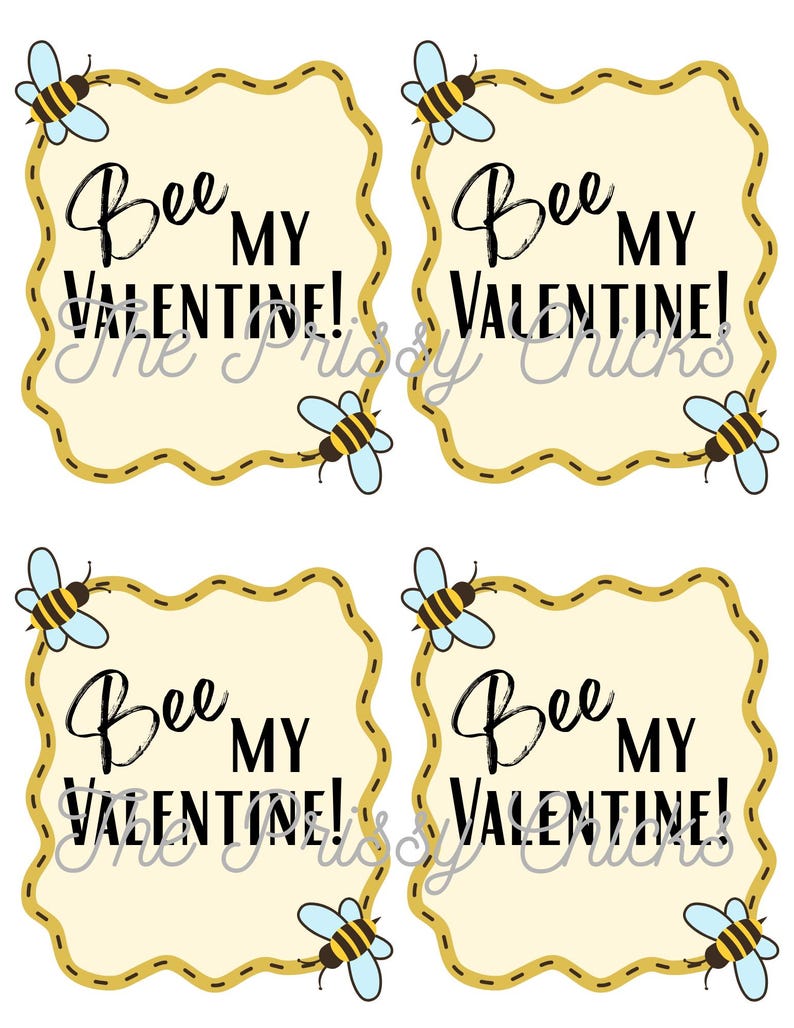 Printable Bee Valentine's Day Cards | Kids Classroom Valentines ...