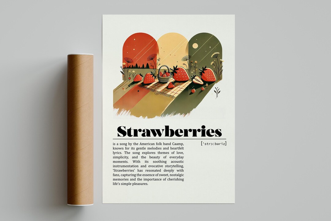 Caamp Strawberries Poster | Minimalist Music Poster | Vintage Retro Art ...