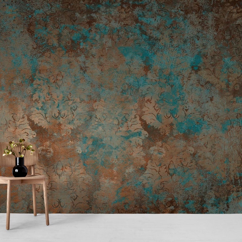 Blue and Copper Wallpaper - Etsy