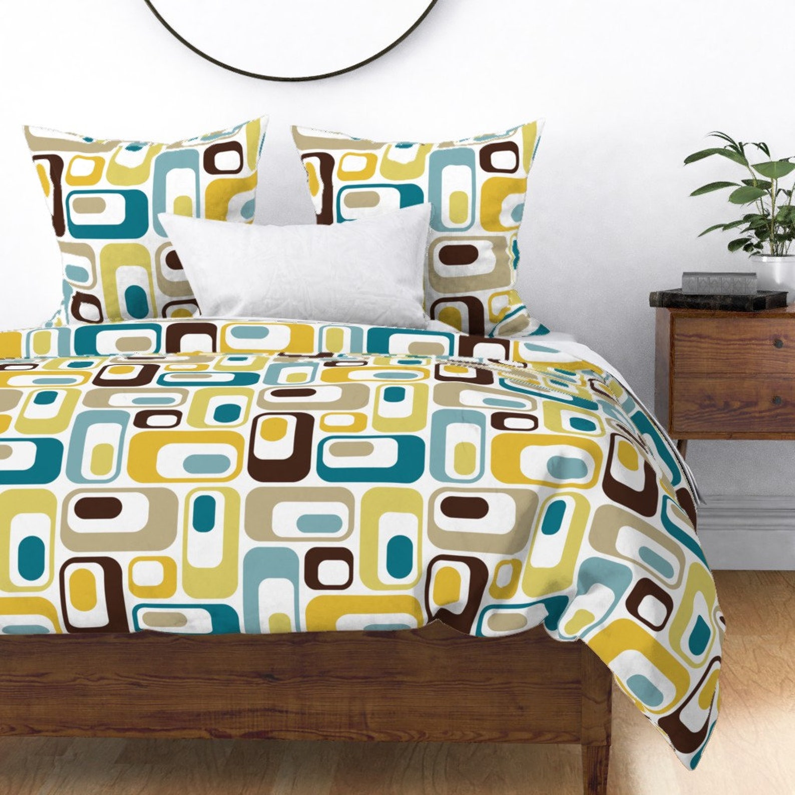 Retro Mod Home Decor or Upholstery Fabrics Linen Cotton Canvas Cotton ...