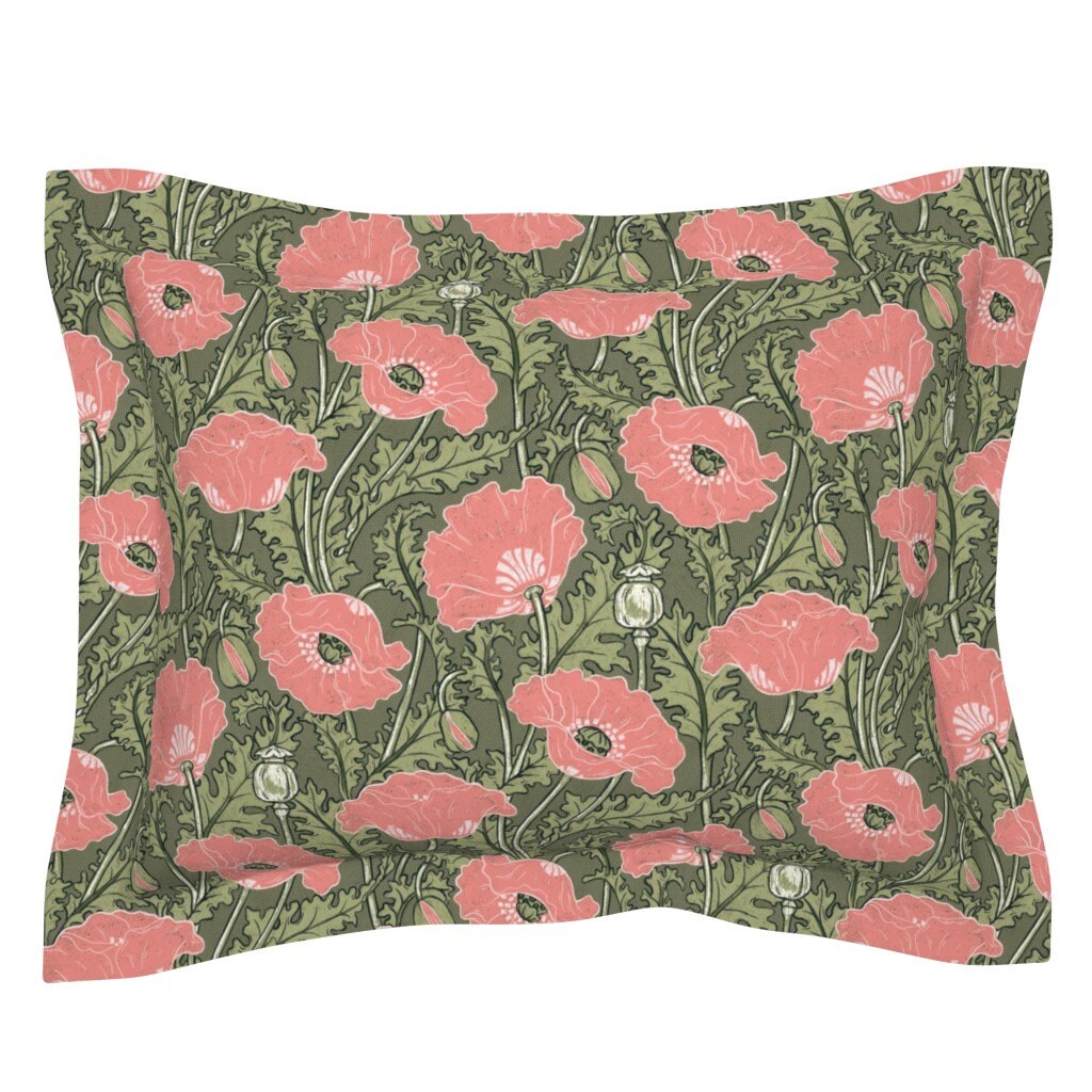 Vintage Poppy 100% Cotton Sateen Bedding Duvet Cover Pillow Sham Flat ...