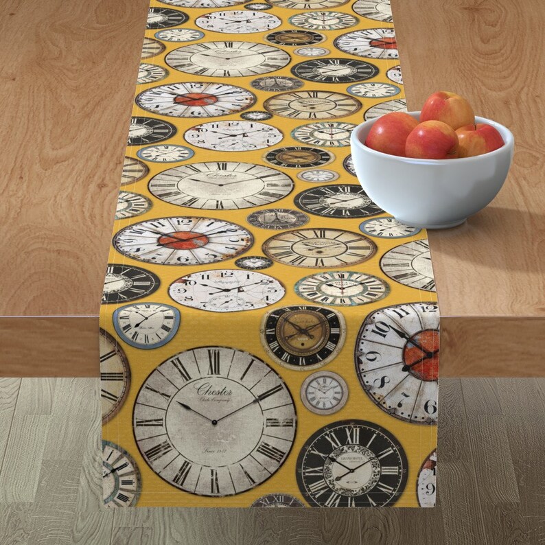 Vintage Clocks Home Decor or Upholstery Fabrics Linen Cotton | Etsy