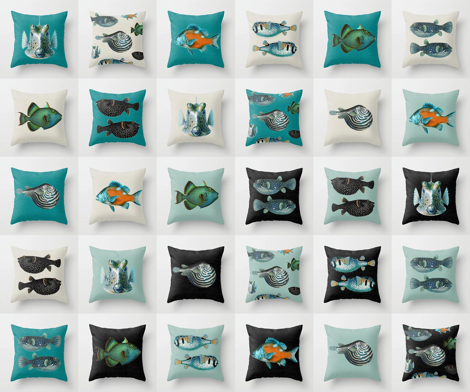 Acquario Fish Wallpaper Teal Orange Black REMOVABLE Peel and | Etsy