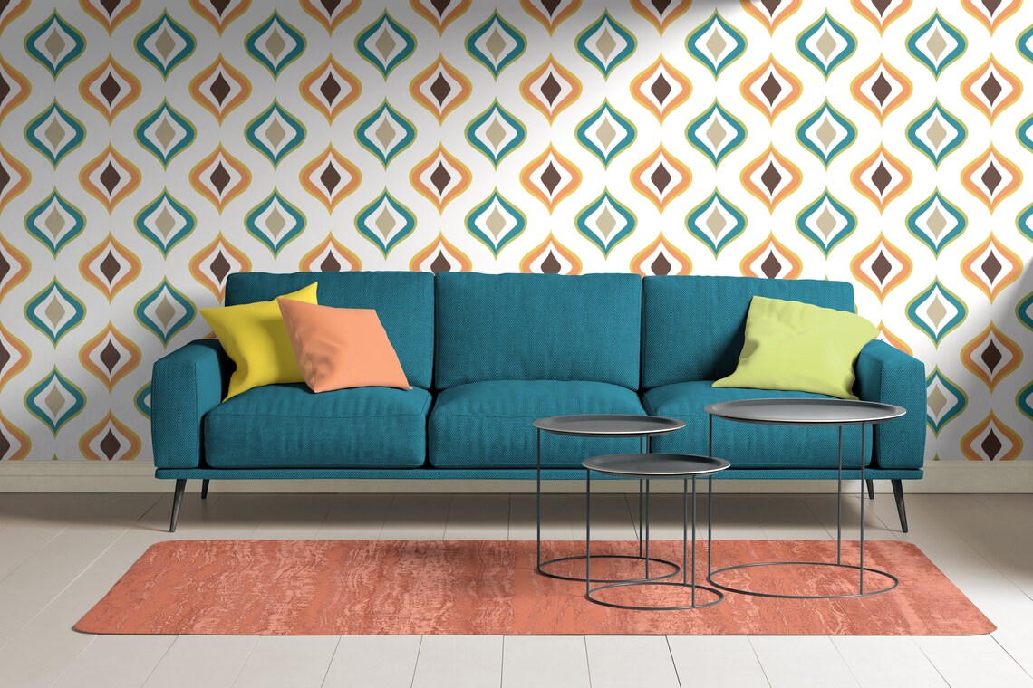 Retro Drops Wallpaper REMOVABLE Peel and Stick Self Adhesive - Etsy