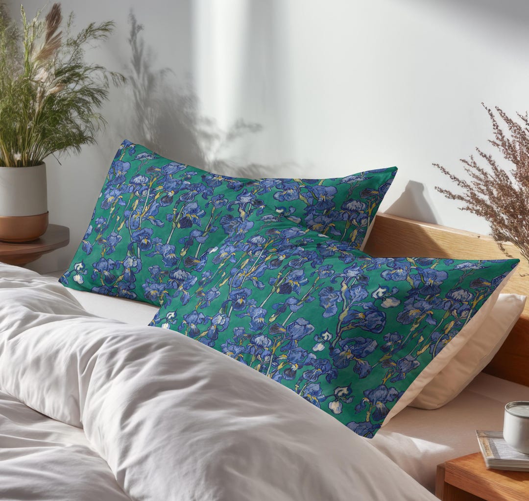 Van Gogh Irises Cobalt Blue Viridian Green 100 % Mulberry Silk or ...