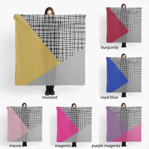 Nordic Color Block Scarf Square or Long 6 Sizes Rectangle Shawl 100% ...