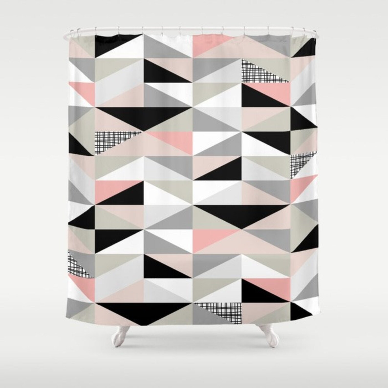 NORDIC Color Block Triangles Shower Curtain Bathroom Drape - Etsy