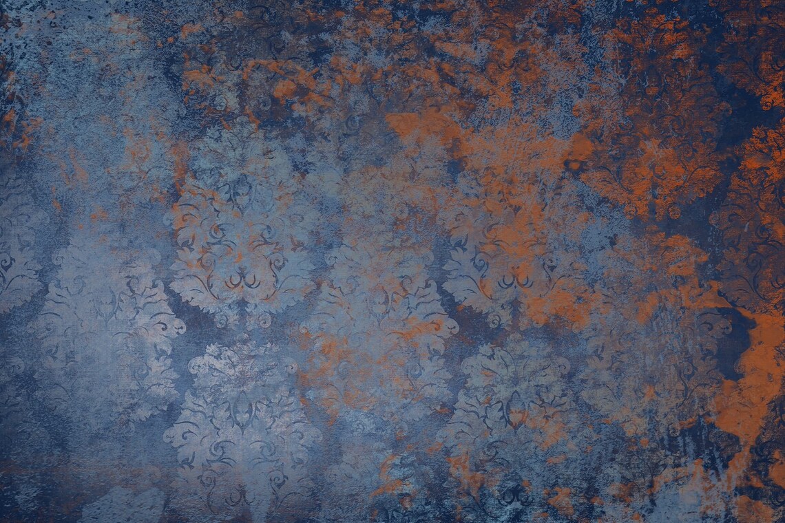 Antique Damask Royal Blue Rust Orange Navy Cobalt Slate CUSTOM | Etsy