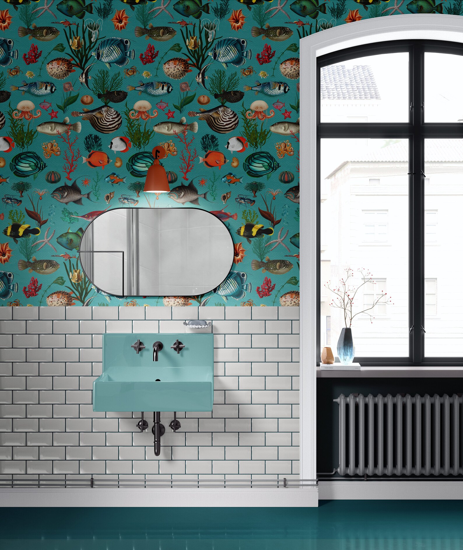 Ocean Fish Wallpaper Turquoise Blue Teal Coral Green REMOVABLE - Etsy