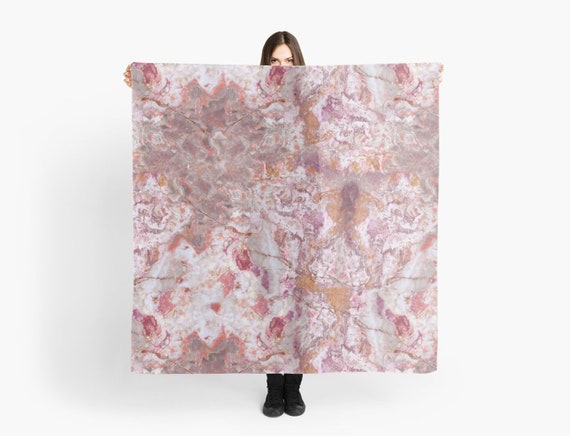 Pink Marble Scarf Square Rectangle or Long 6 Sizes Shawl 100% | Etsy