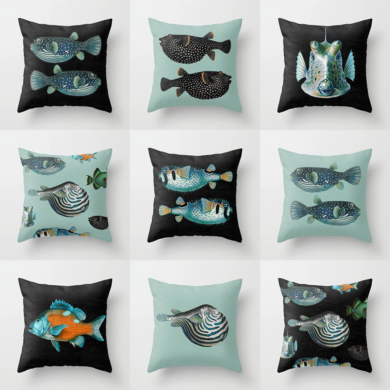 Acquario Fish Throw Pillow Mix and Match Indoor Outdoor - Etsy