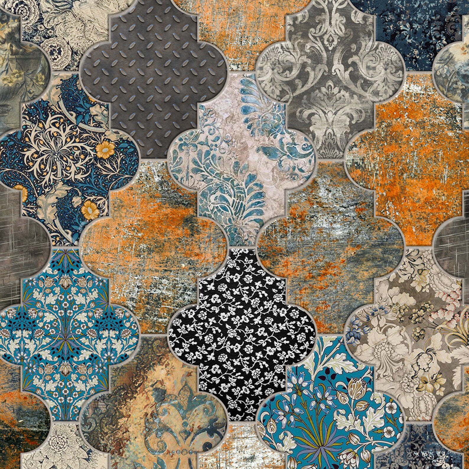 Moroccan Tiles Wallpaper REMOVABLE Peel and Stick Self | Etsy