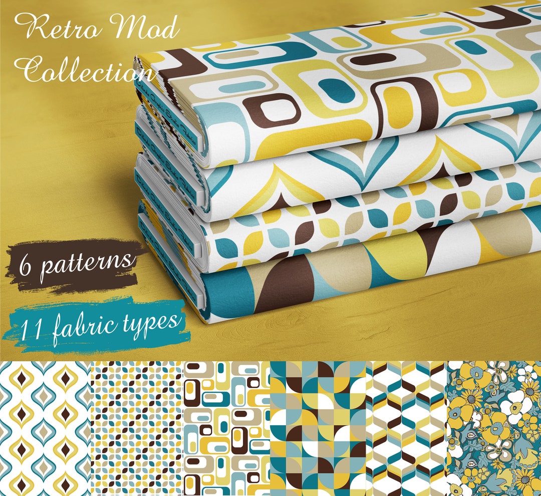 Retro Mod Home Decor or Upholstery Fabrics Linen Cotton Canvas Cotton ...