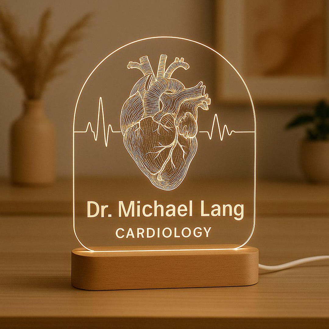 Personalized Cardiologist Gift: Laser Engraved Heart Night Light - Etsy