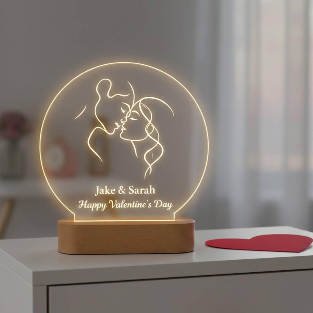 Personalized Kiss Line Art LED Lamp – Couple Gift - Etsy