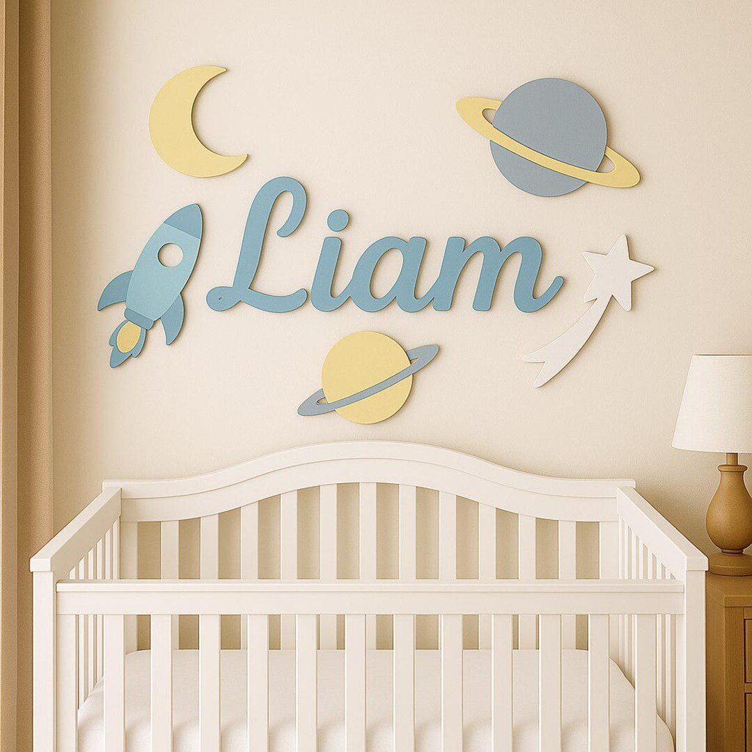 Personalized 3D Wooden Rocket Ship Name Sign, Space Nursery Decor - Etsy