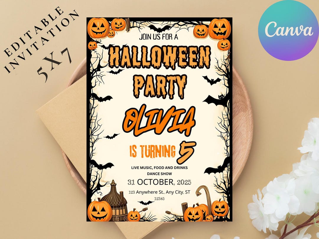 Spooky Halloween Party Invitation: Pumpkin Theme (digital Download) - Etsy