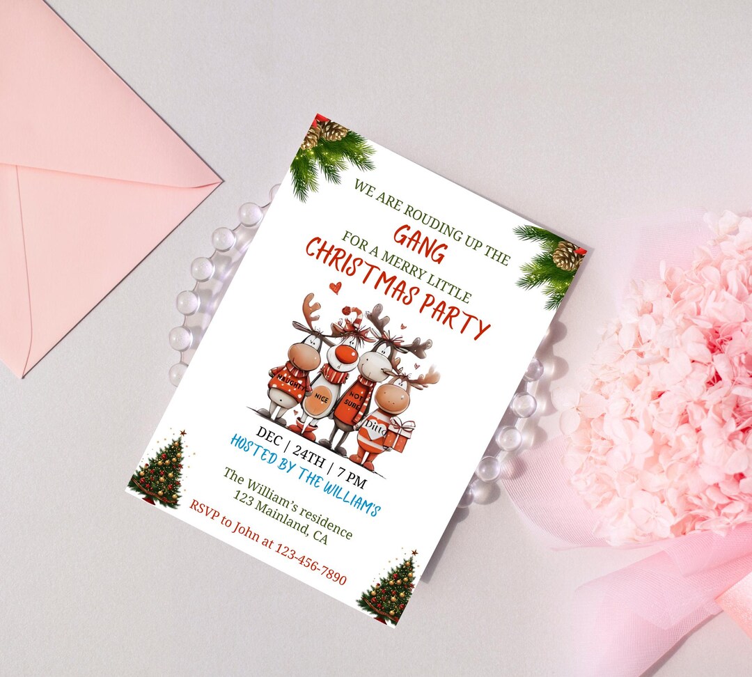 Editable Reindeer Christmas Invitation With a Rudolph Theme – Perfect ...