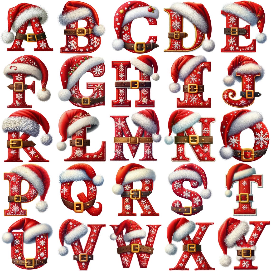 Christmas Alphabet Clipart PNG | Festive Letters & Numbers Set ...
