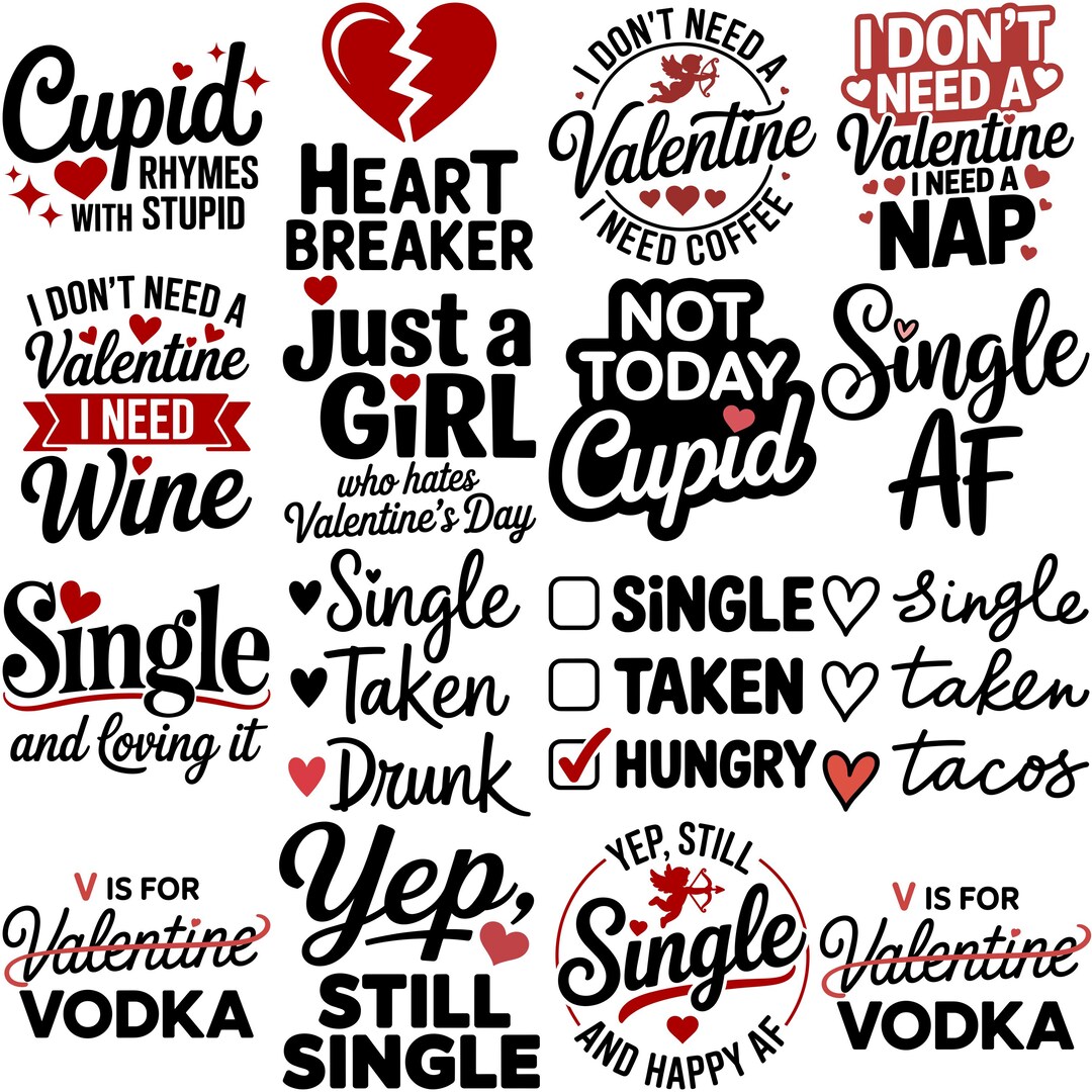 Anti Valentine SVG PNG Bundle | Funny & Sarcastic Valentine Designs ...