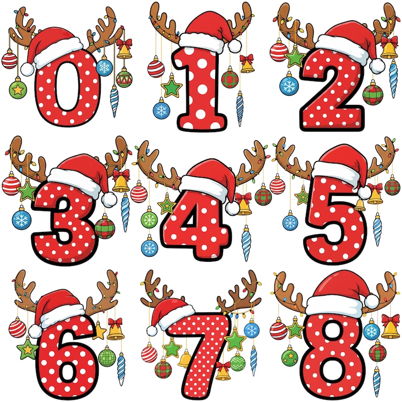 Christmas Alphabet PNG Bundle | Festive Ornament & Reindeer Clipart ...