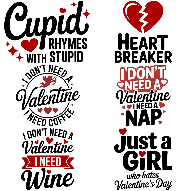 Anti Valentine SVG PNG Bundle | Funny & Sarcastic Valentine Designs ...