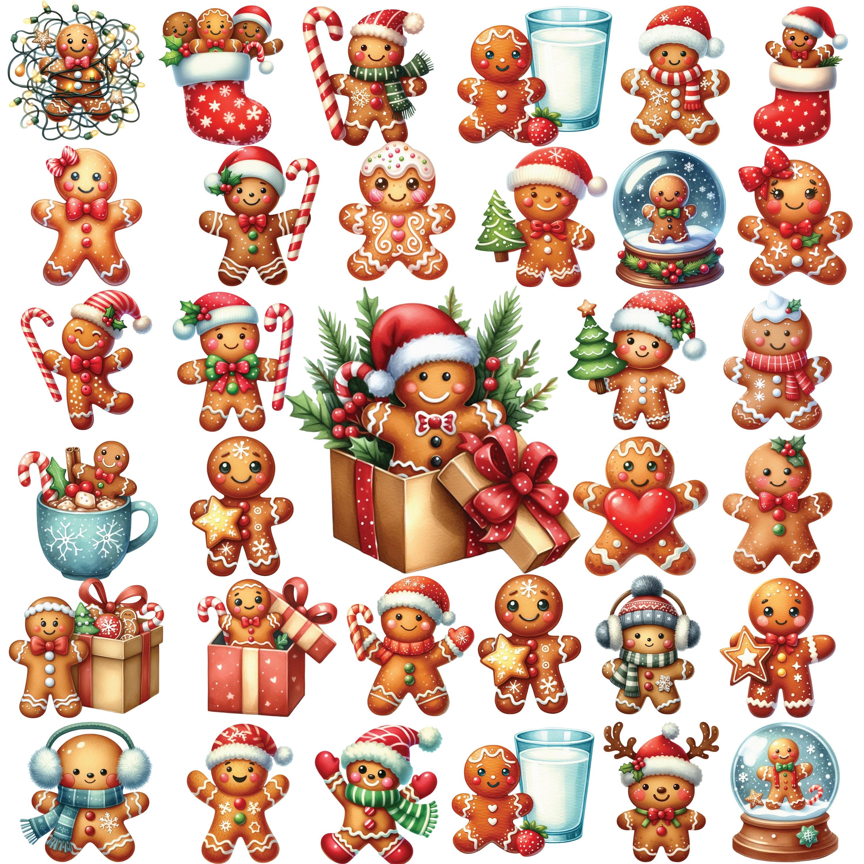 Gingerbread Man Clipart Bundle | Festive Christmas Cookie Pngs ...