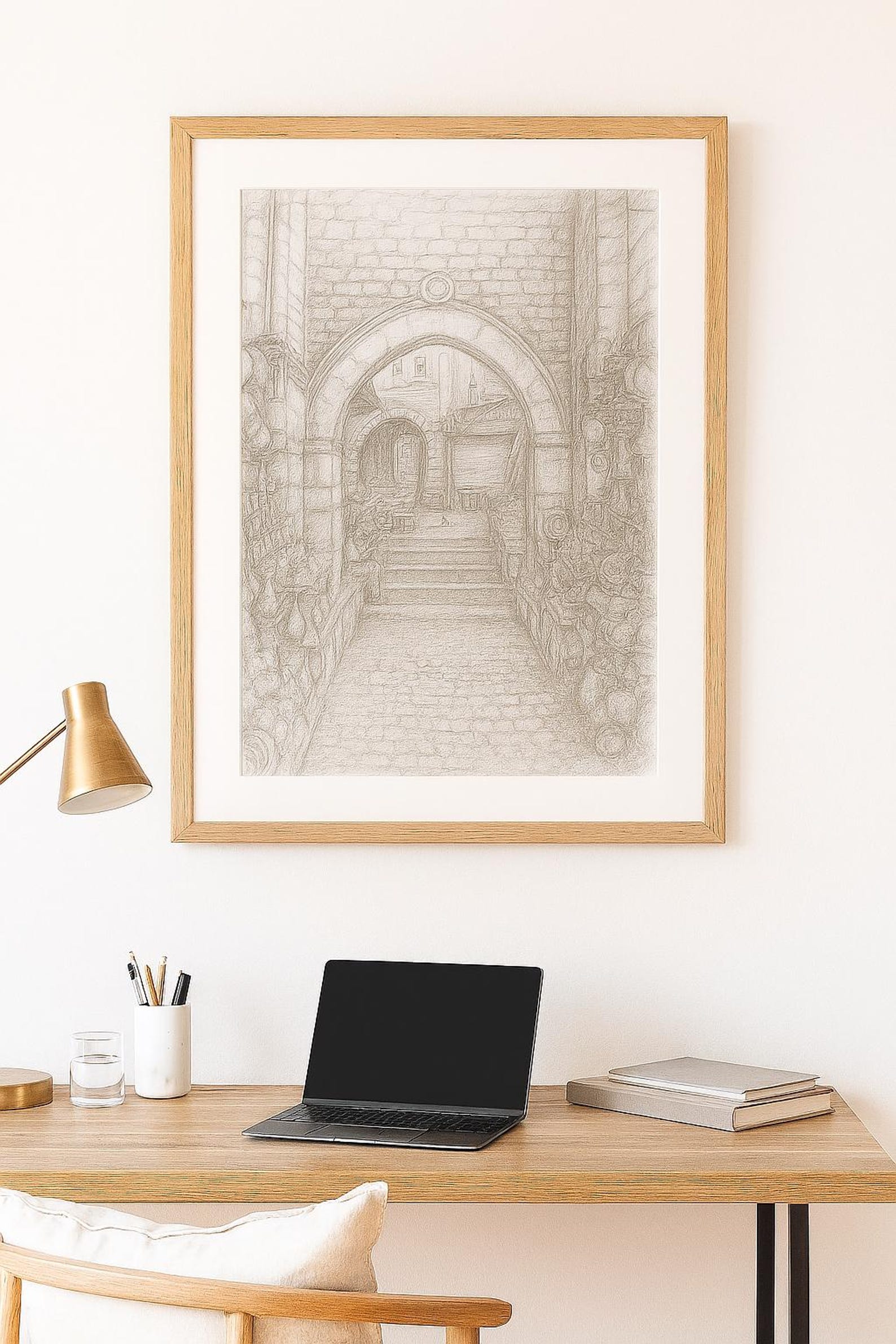 Black and White Pencil Sketch of a Cairo Bazaar Souk Khan El Khalili ...