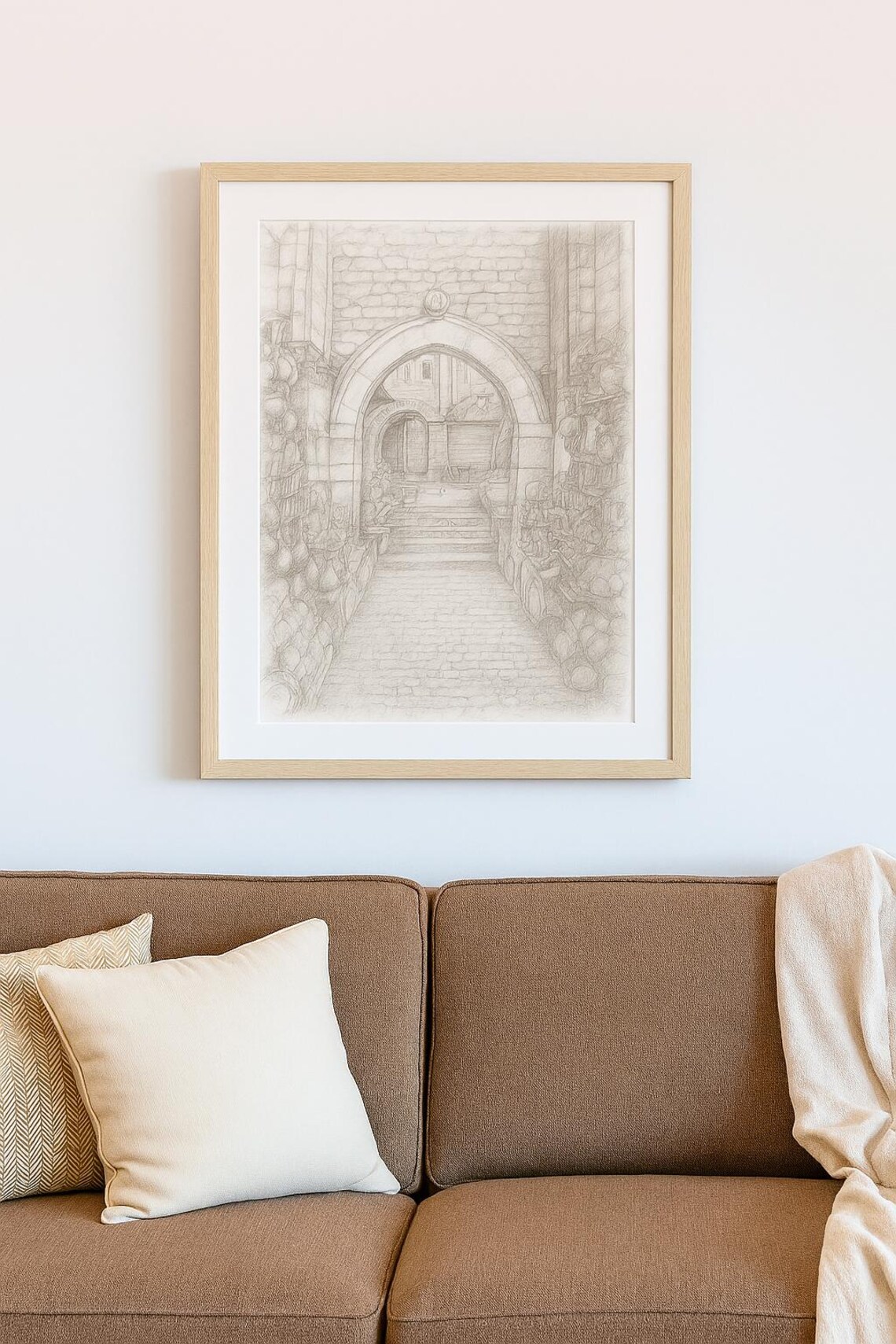 Black and White Pencil Sketch of a Cairo Bazaar Souk Khan El Khalili ...