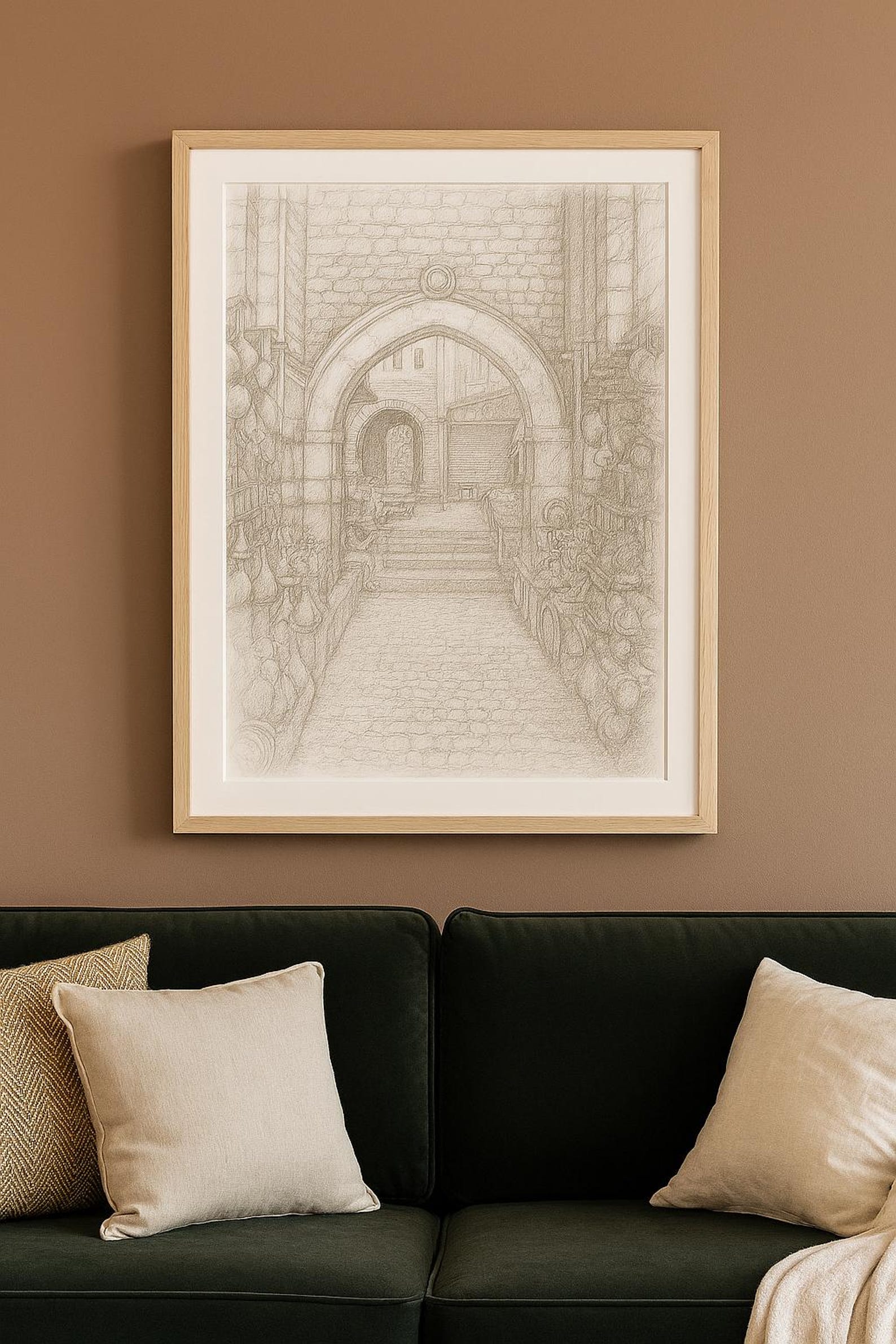 Black and White Pencil Sketch of a Cairo Bazaar Souk Khan El Khalili ...