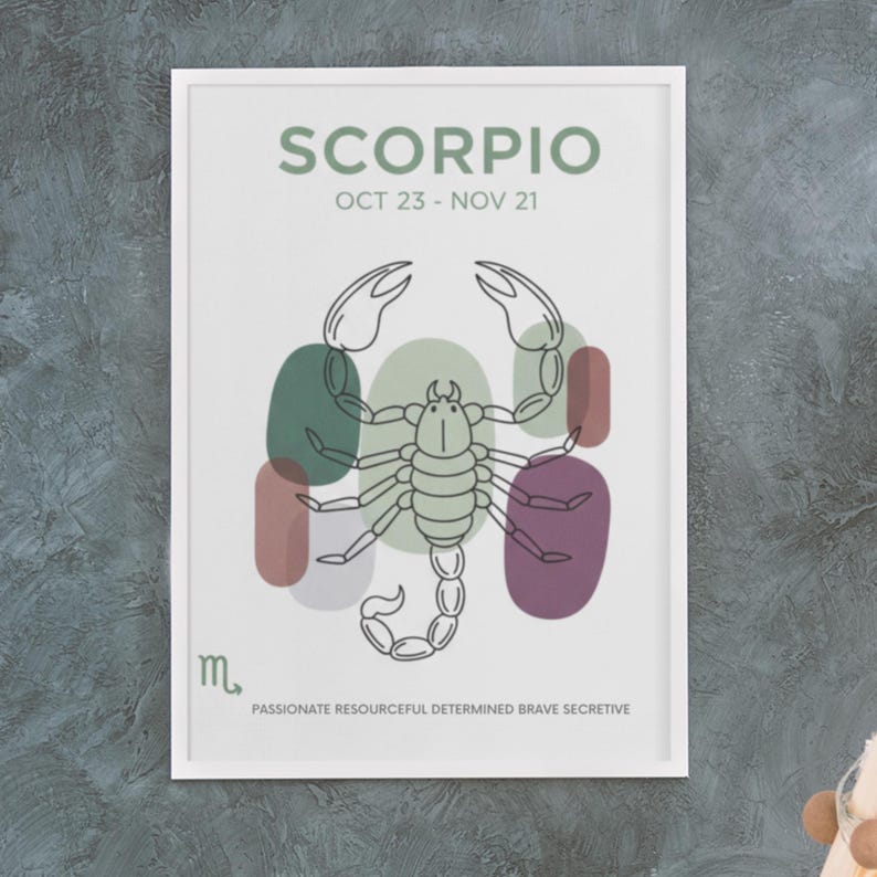 Scorpio Zodiac Wall Art Printable, Scorpio Astrology Poster, Scorpion ...