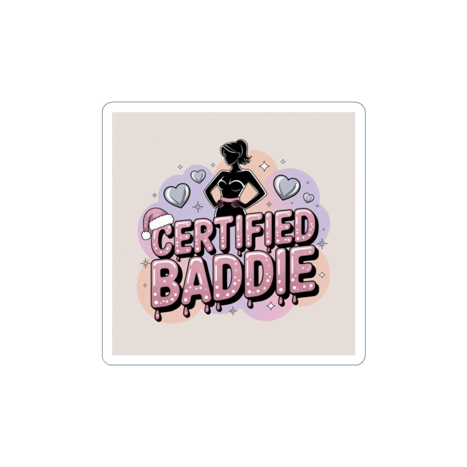 Certified Baddie Sticker | Retro Pastel Badge, Kawaii Heart Decal - Etsy