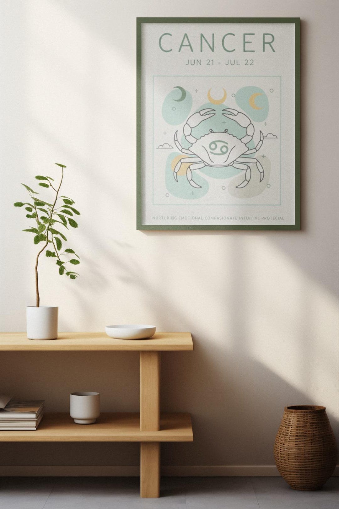 Cancer Zodiac Wall Art Printable, Cancer Astrology Poster, Moon Phase ...