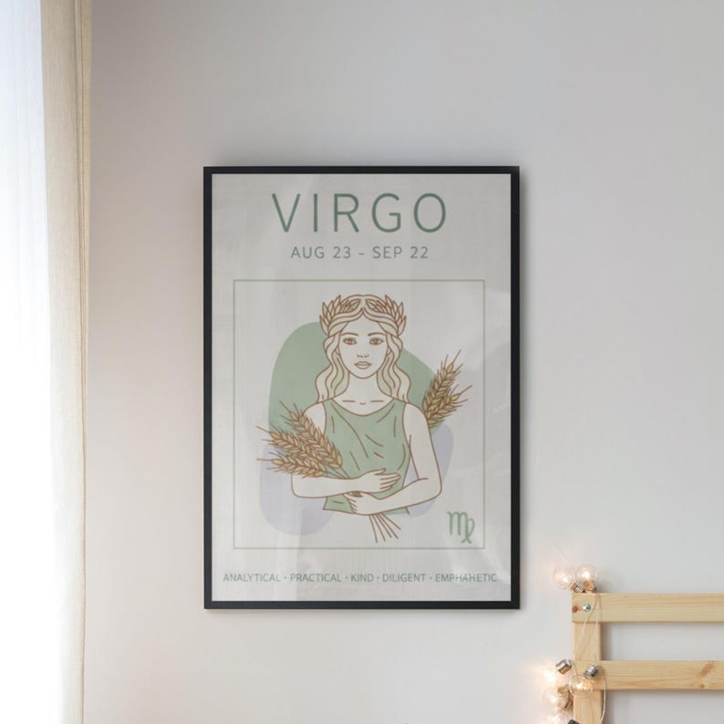 Virgo Zodiac Wall Art Printable, Virgo Astrology Poster, Celestial ...