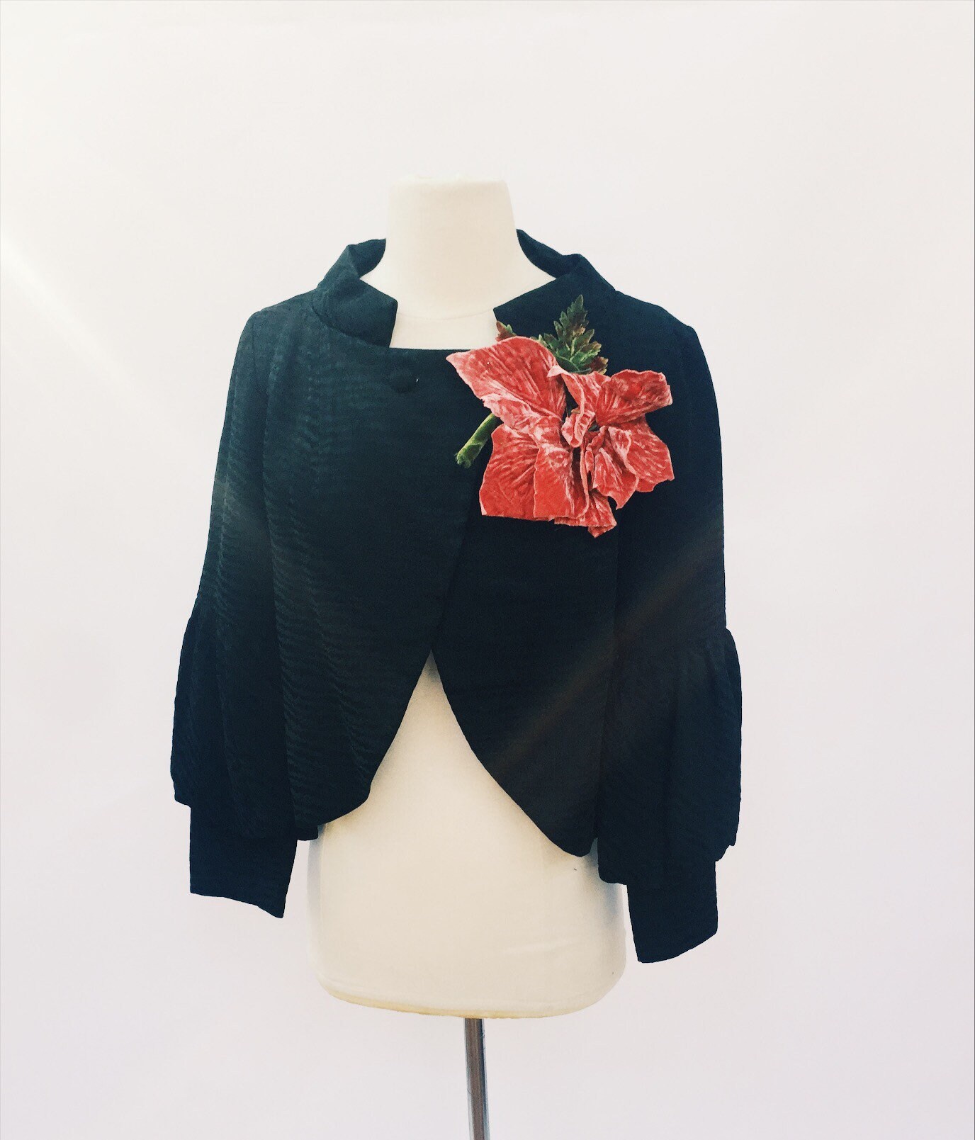 Vintage 50s Chic Black Bolero Jacket 1950s Lou-ette Short Cropped ...