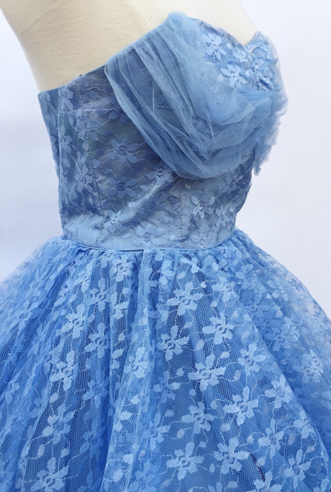 Vintage Bombshell 50s Strapless Blue Prom /party/dance Dress - 50s Full ...