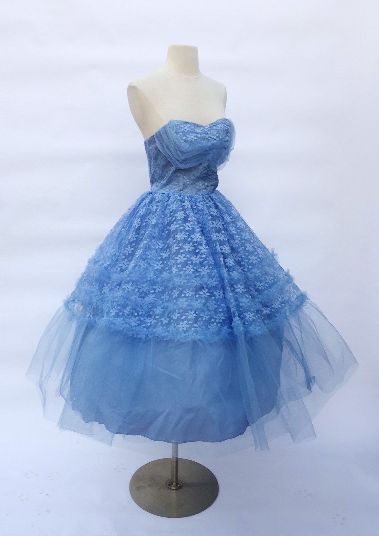 Vintage Bombshell 50s Strapless Blue Prom /party/dance Dress 50s Full ...
