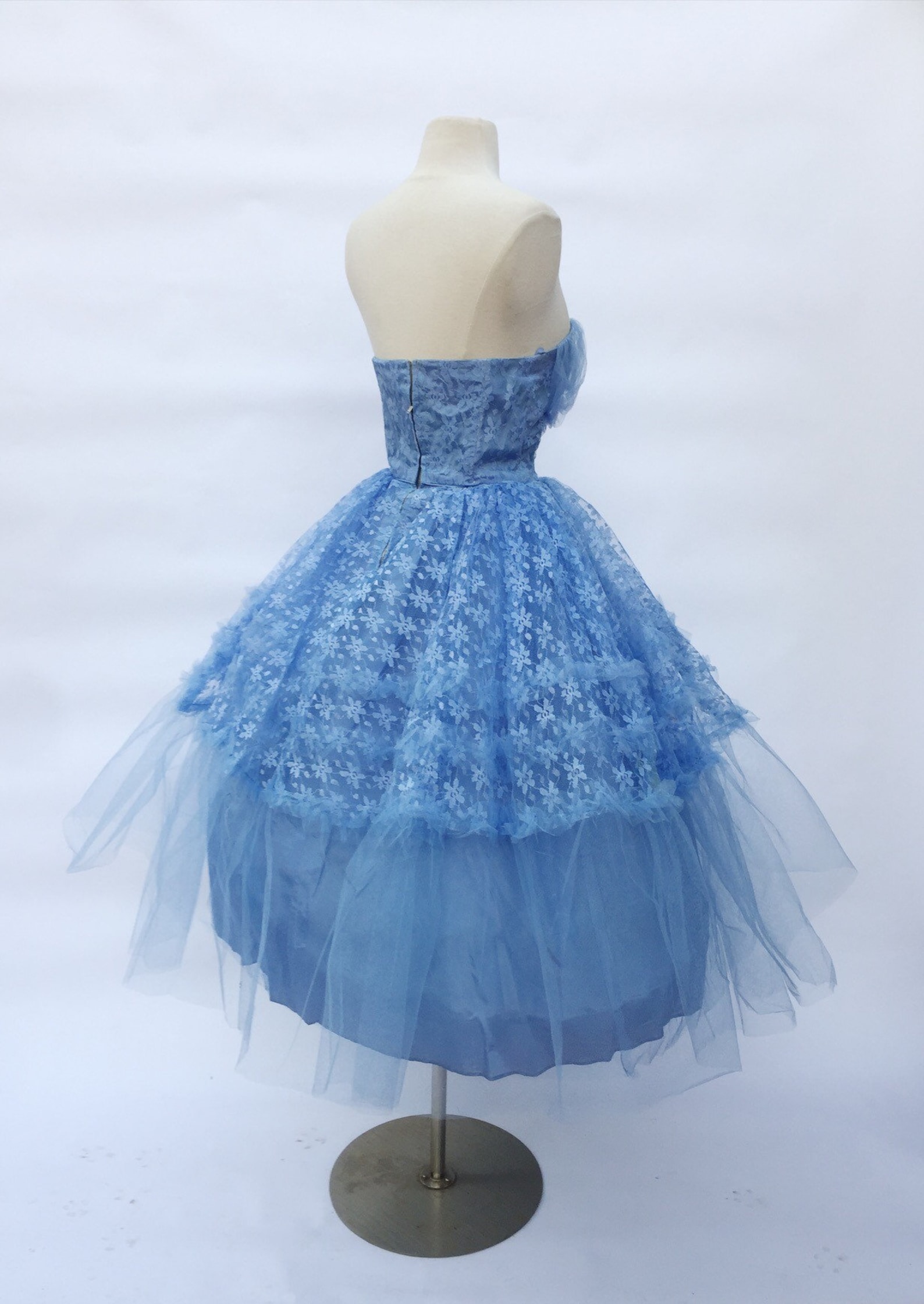 Vintage Bombshell 50s Strapless Blue Prom /party/dance Dress - 50s Full ...