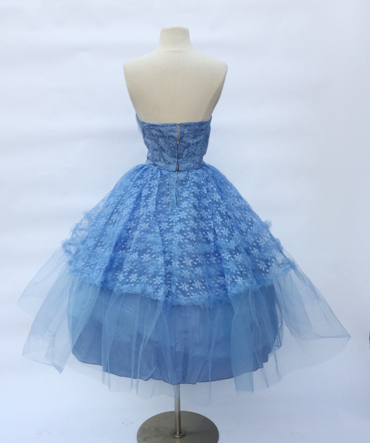 Vintage Bombshell 50s Strapless Blue Prom /party/dance Dress 50s Full ...