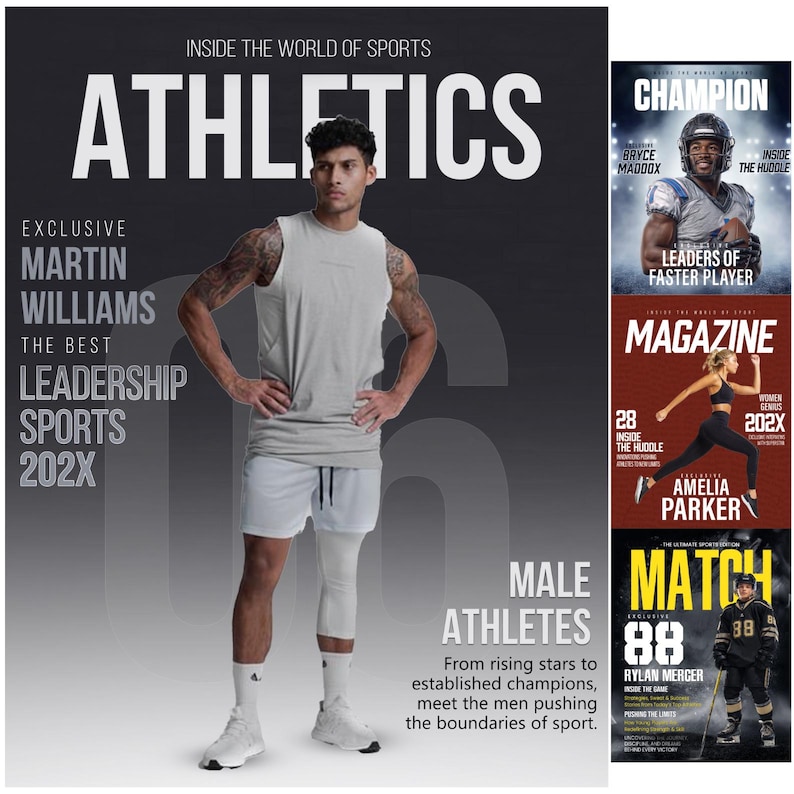 Sports Magazine Cover Templates | Athlete Design (digital Download) - Etsy