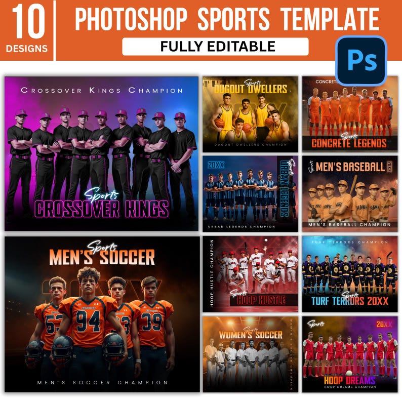 Photoshop Sports Template Bundle | Editable PSD Athlete Banners | All ...