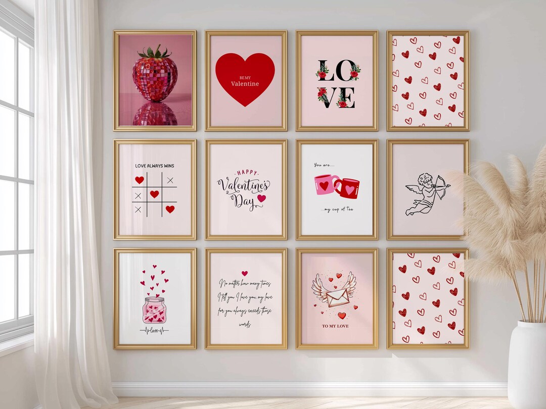 Valentines Day Wall Art Bundle Printable Romantic Love Quotes Retro ...