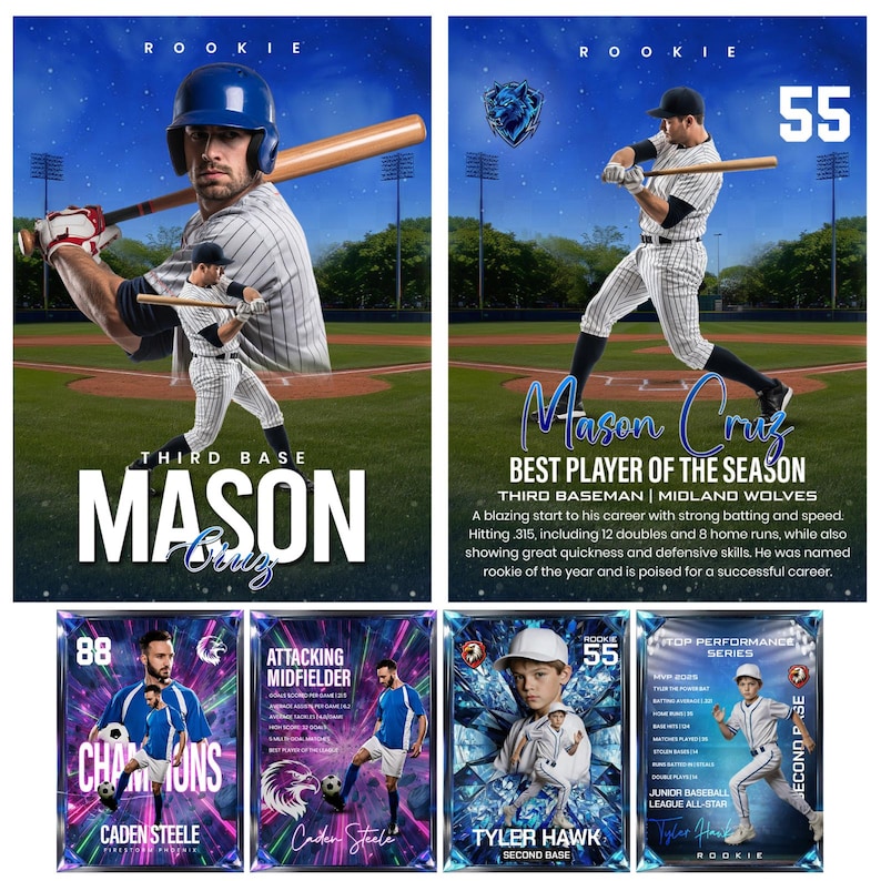 Editable Trading Card Template, Sports Card Design PSD, Baseball ...