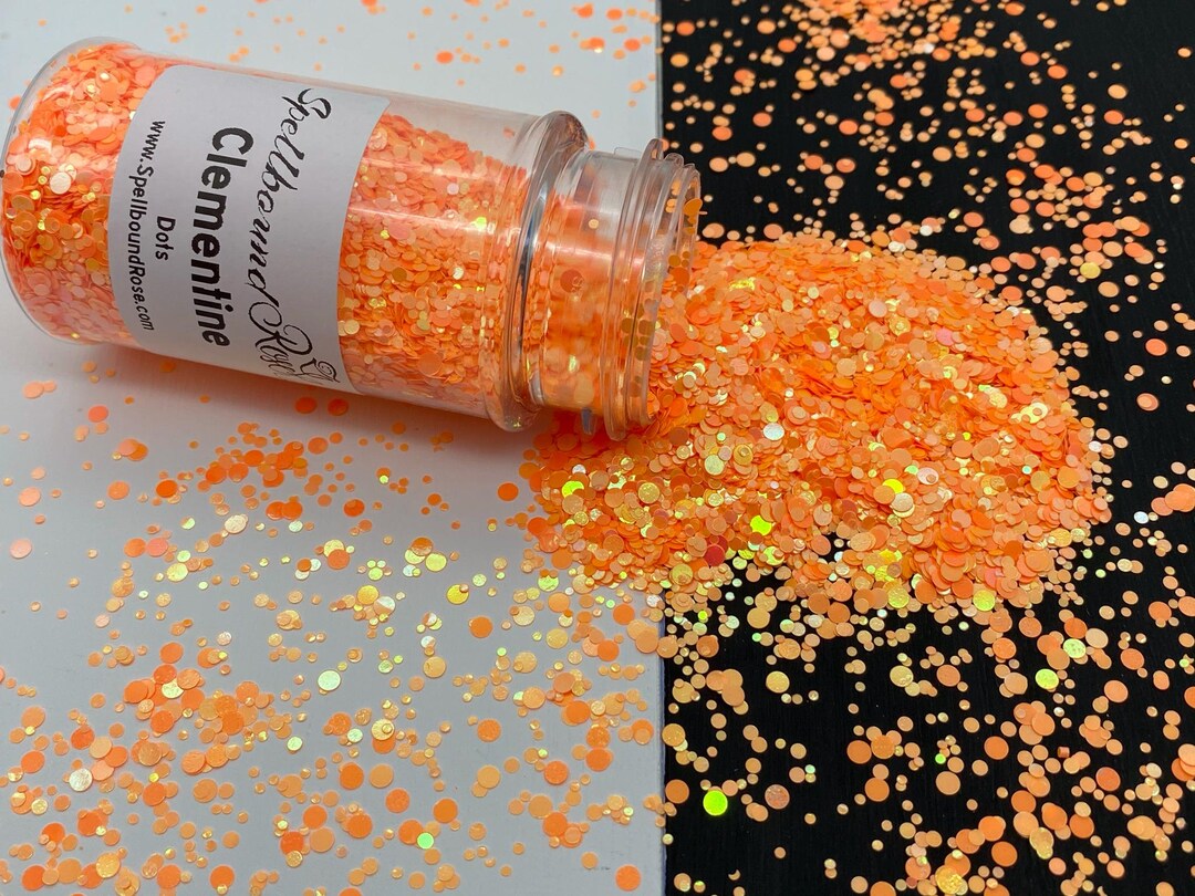 Clementine, Neon Orange Confetti Dot Glitter, Neon Orange Dots, Orange ...