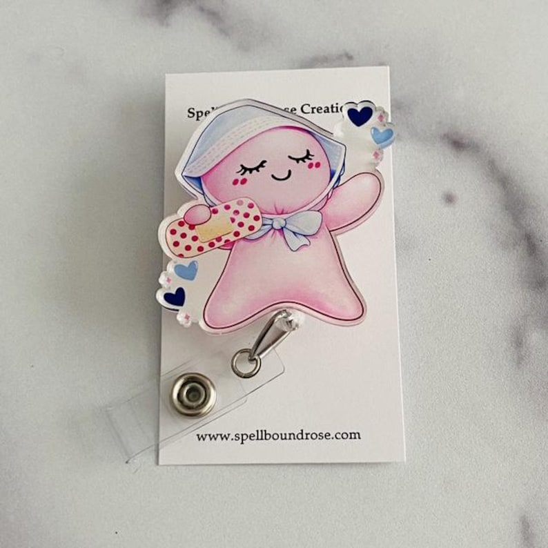 Pink Glove Doll Band-aid Badge Reel | Nurse ID Holder, Medical Acrylic ...